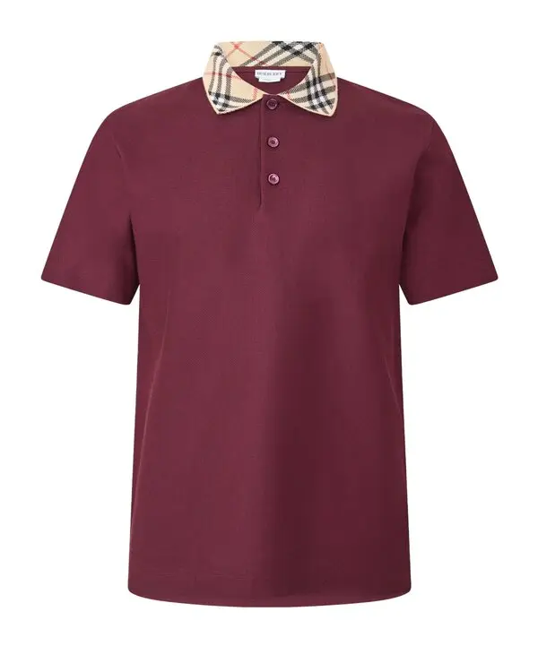 Burberry Classic Plaid Collar Polo Shirt - Red