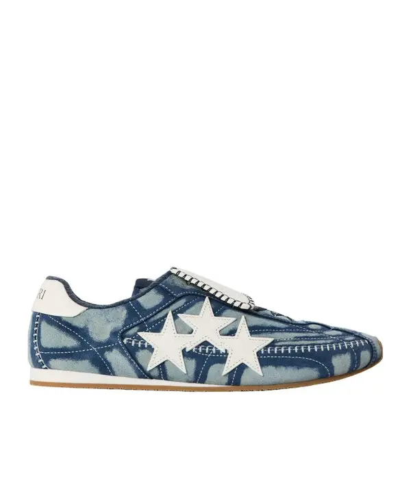Amiri Tie-dye Denim Star Appliqué Low-top Sneakers - Gray