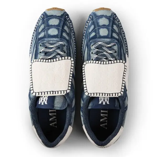 Amiri Tie-dye Denim Star Appliqué Low-top Sneakers