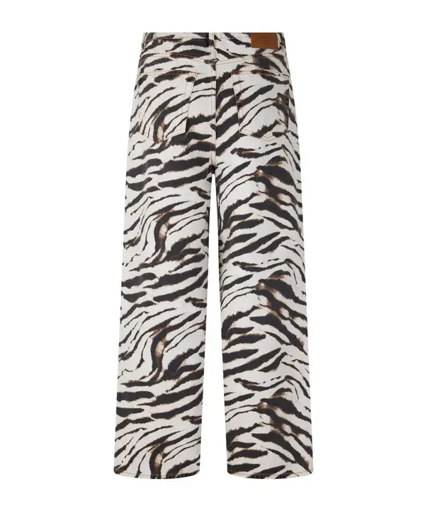 GANNI Printed Denim Straight Leg Jeans - White