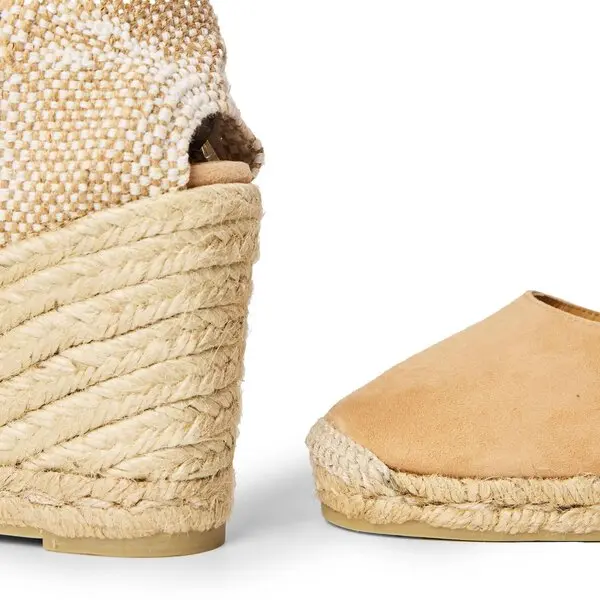CastaÑer Suede Wedge Espadrille With Floral Ankle Tie