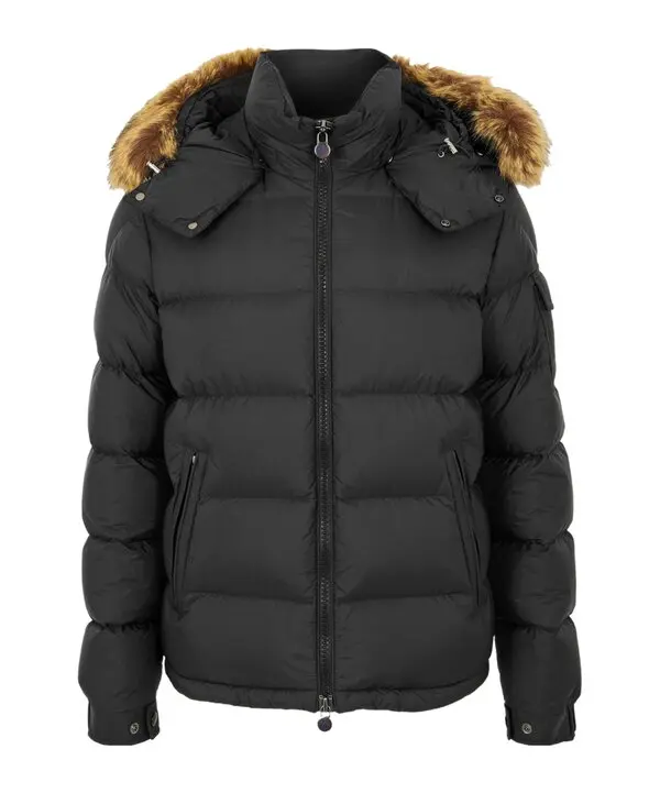 Moncler Cropped Quilted Down Puffer Jacket With Fur Hood