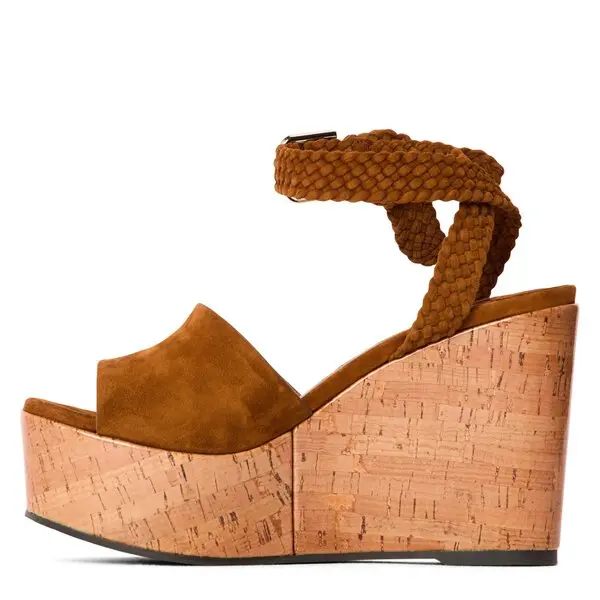 JIMMY CHOO Braided Ankle Strap Wedge Sandals