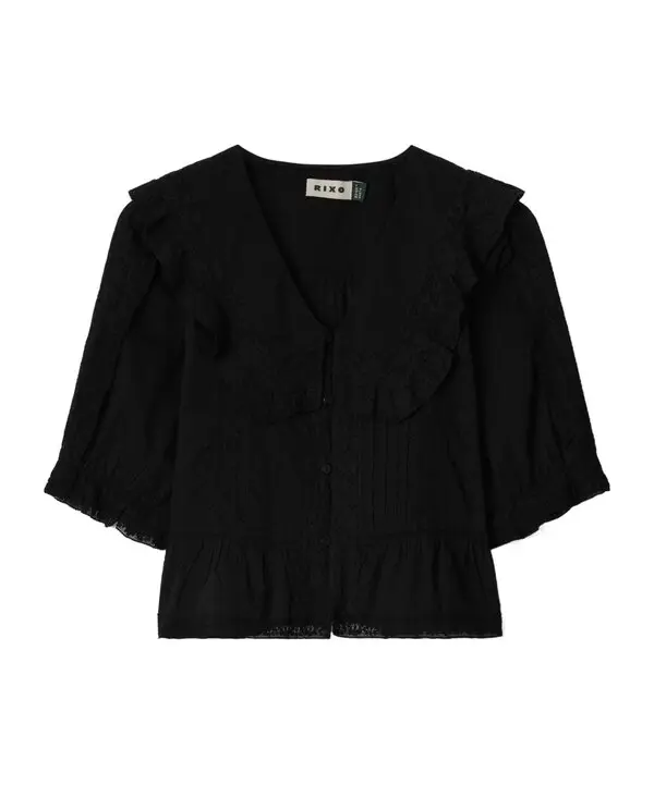 Rixo Ellery Short Sleeve Blouse - Black