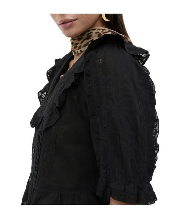 Rixo Ellery Short Sleeve Blouse - Black