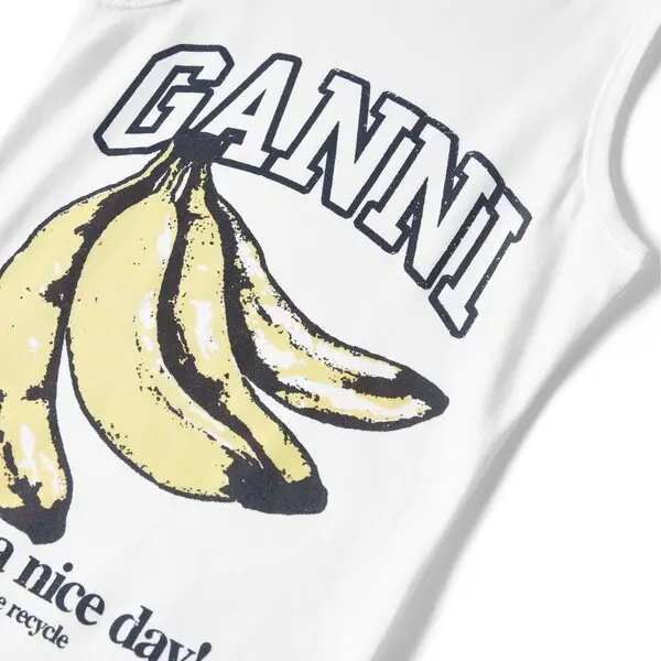 GANNI Ribbed Camisole Tank Top - White