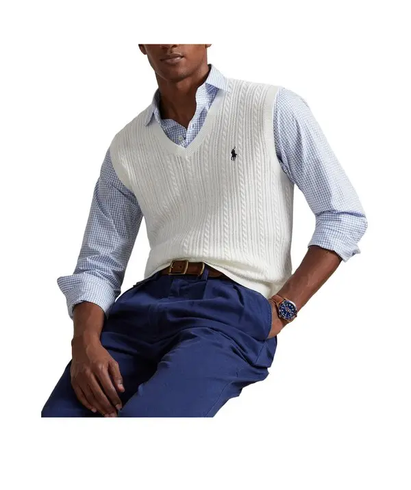 Polo Ralph Lauren Cable Knit Vest With Horse Emblem
