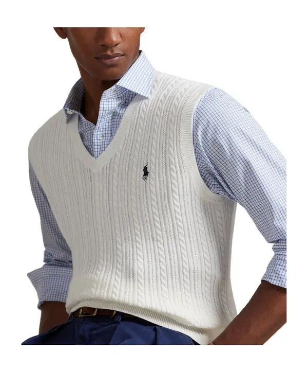 Polo Ralph Lauren Cable Knit Vest With Horse Emblem