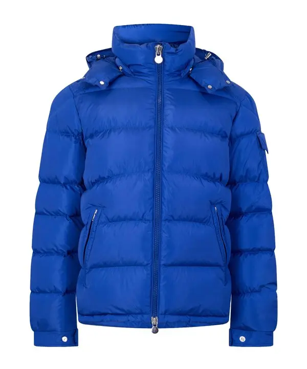 Moncler Cropped Down Puffer Jacket With Detachable Hood - Blue