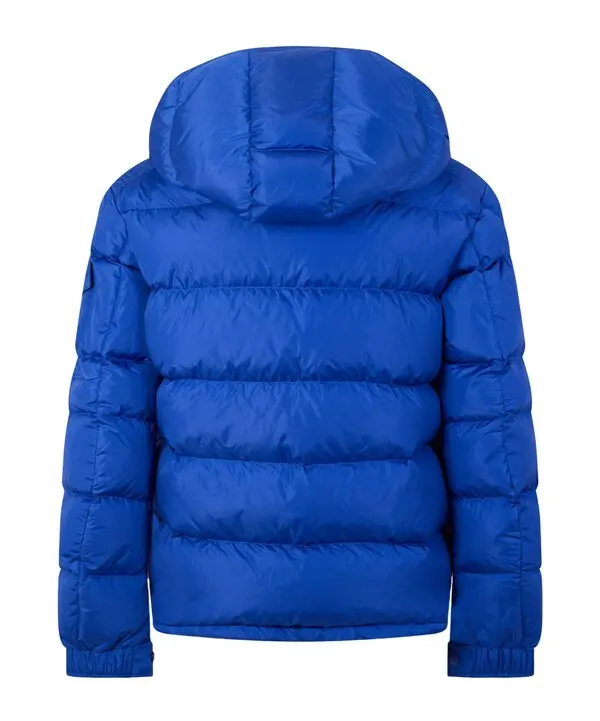 Moncler Cropped Down Puffer Jacket With Detachable Hood - Blue