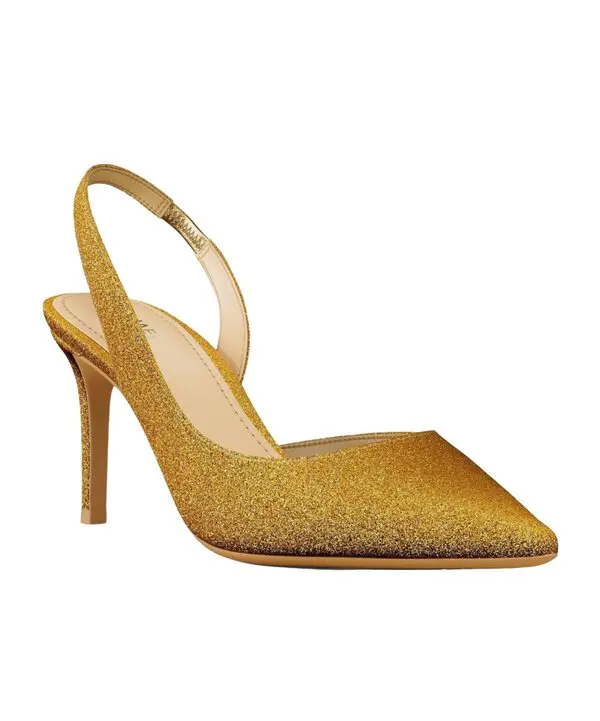 Michael Kors Glitter Pointed Slingback Stiletto Heels - Brown