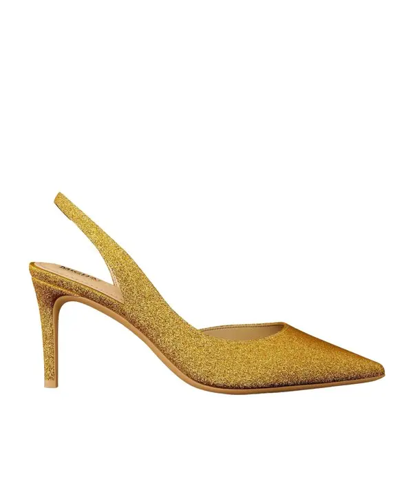 Michael Kors Glitter Pointed Slingback Stiletto Heels - Brown