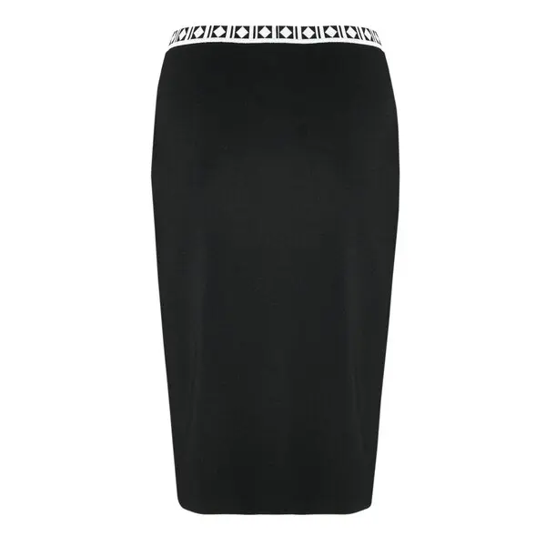 Versace Ribbed Knit Midi Pencil Skirt - Black