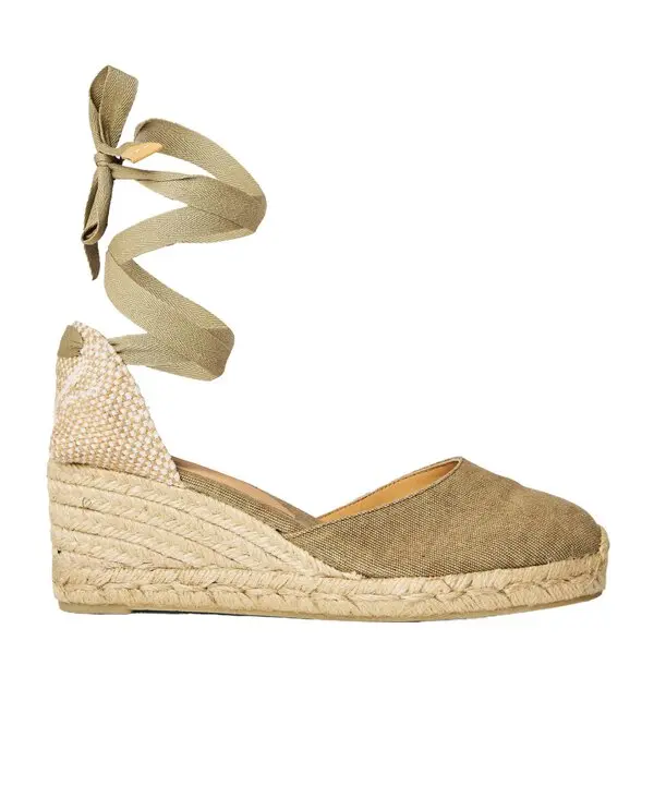 CastaÑer Textile Espadrille Wedge With Ankle Tie