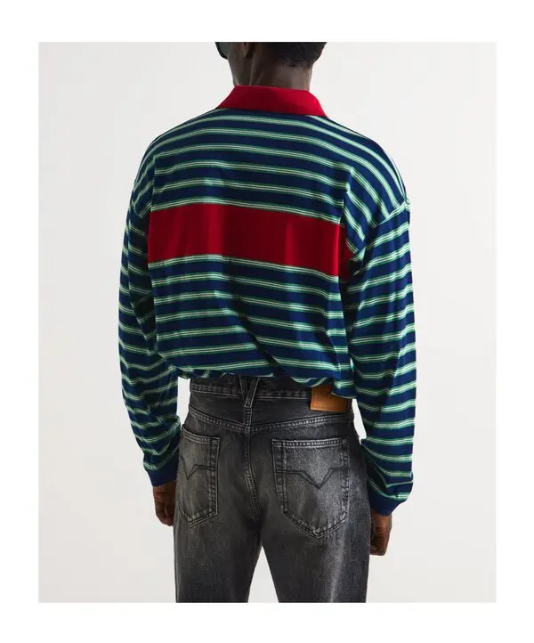 Versace Striped Long-sleeve Polo Shirt