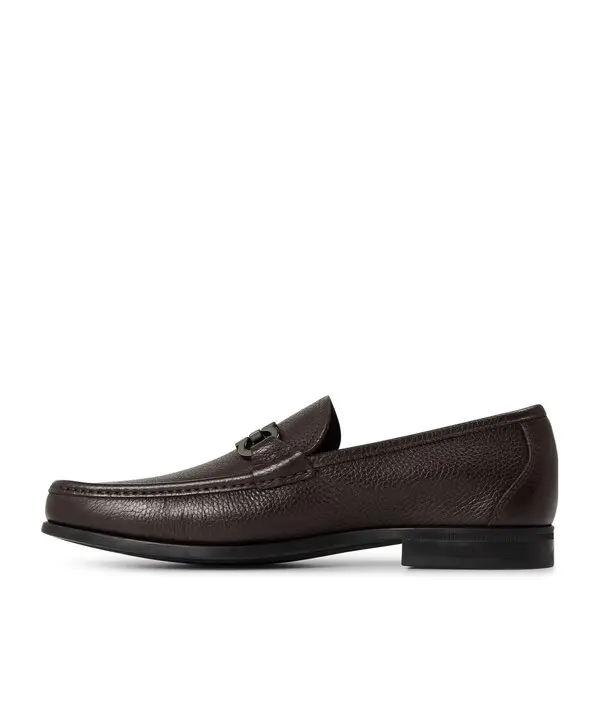 FERRAGAMO Grained Leather Loafer With Metal Horsebit Detail