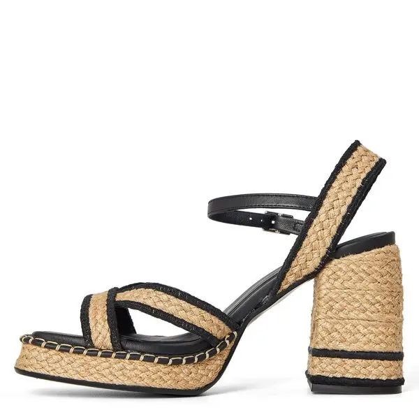 CastaÑer Woven Raffia Platform Block Heel Sandals