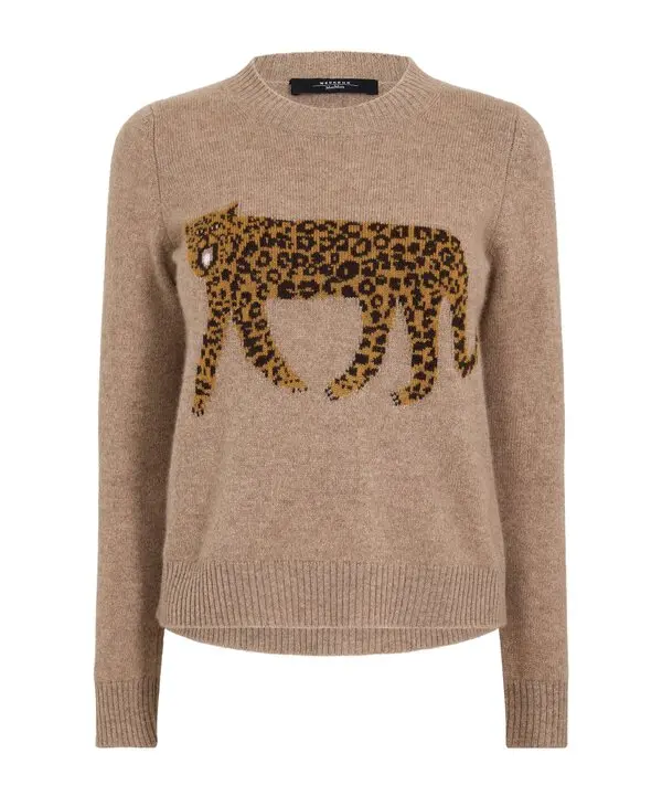 Max Mara Animal Print Crew Neck Sweater - Brown