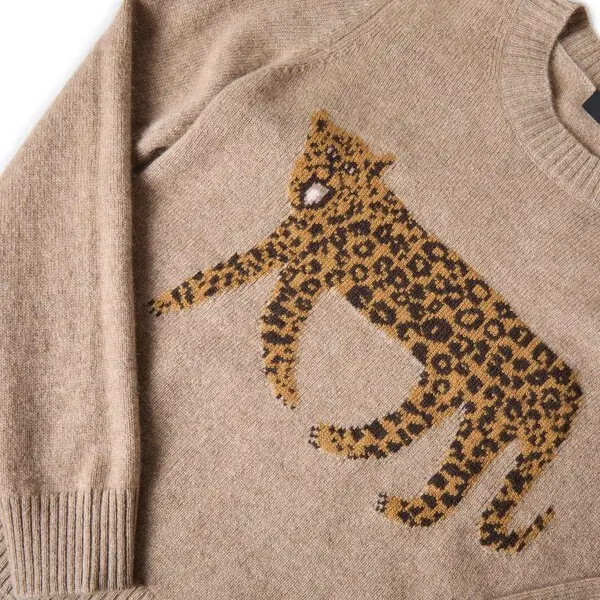 Max Mara Animal Print Crew Neck Sweater