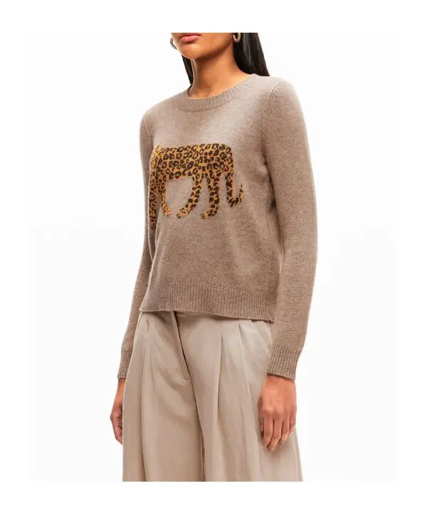 Max Mara Animal Print Crew Neck Sweater