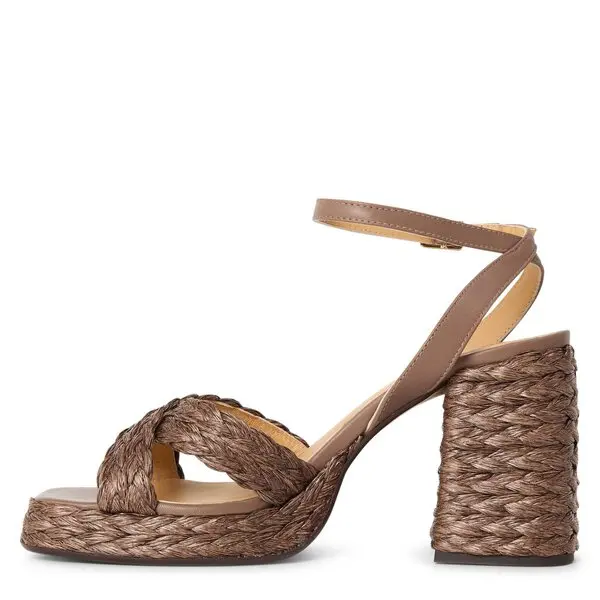 CastaÑer Woven Raffia Platform Block-heel Sandals