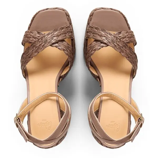 CastaÑer Woven Raffia Platform Block-heel Sandals