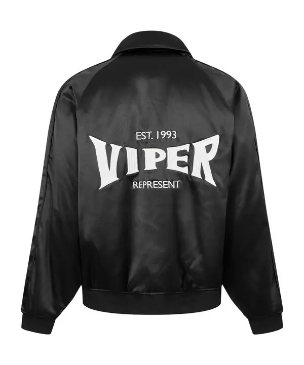 REPRESENT Satin Varsity Jacket With Embroidered Graphics