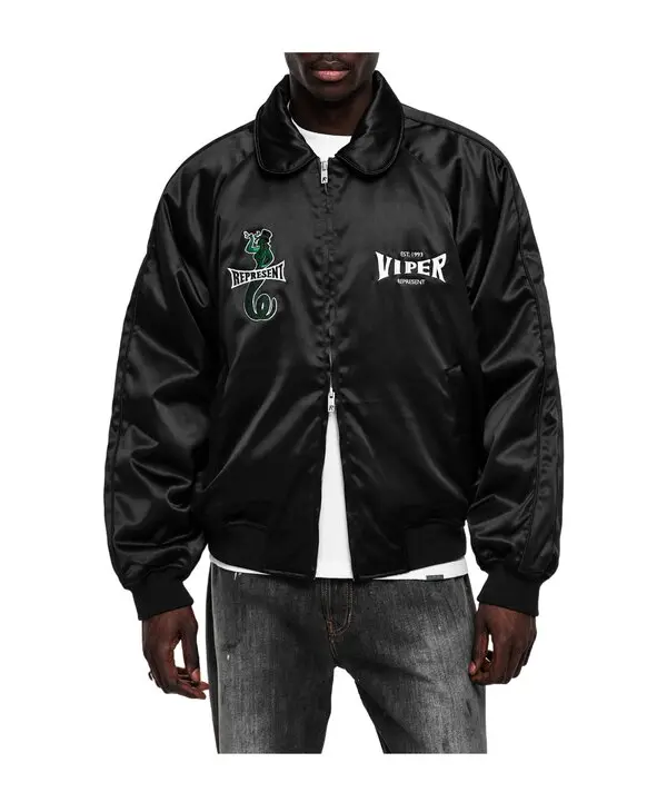 REPRESENT Satin Varsity Jacket With Embroidered Graphics