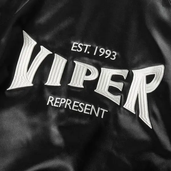 REPRESENT Satin Varsity Jacket With Embroidered Graphics