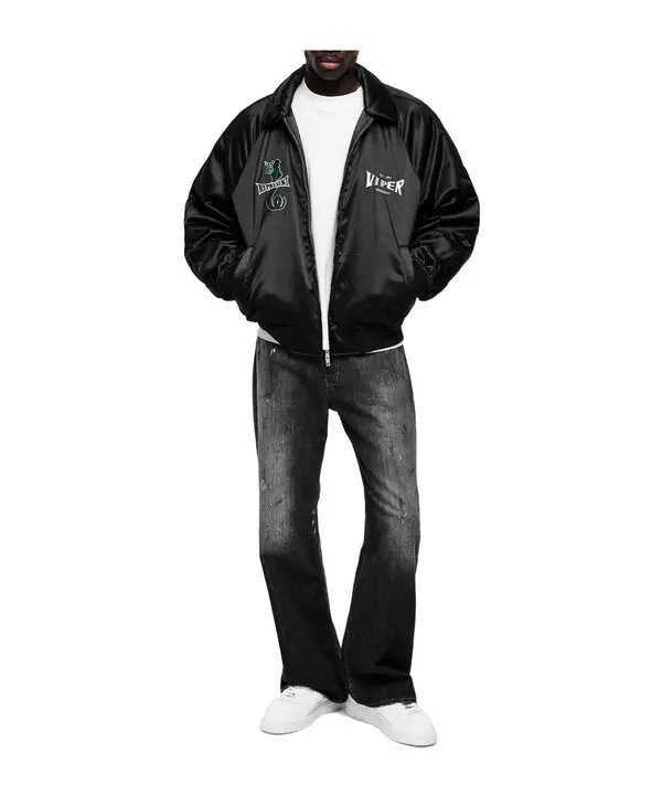 REPRESENT Satin Varsity Jacket With Embroidered Graphics