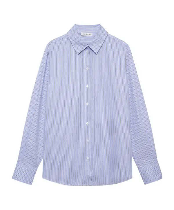 ANINE BING Striped Long Sleeve Shirt - Blue