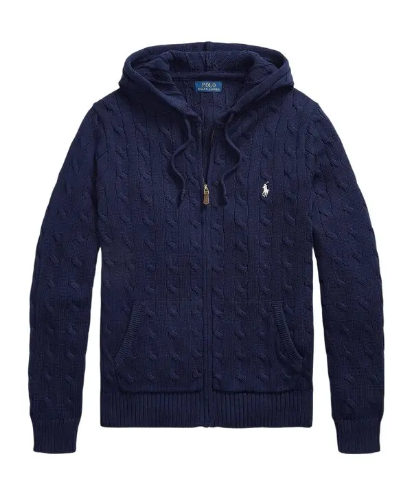 Polo Ralph Lauren Cable Knit Zip-up Hoodie - Black