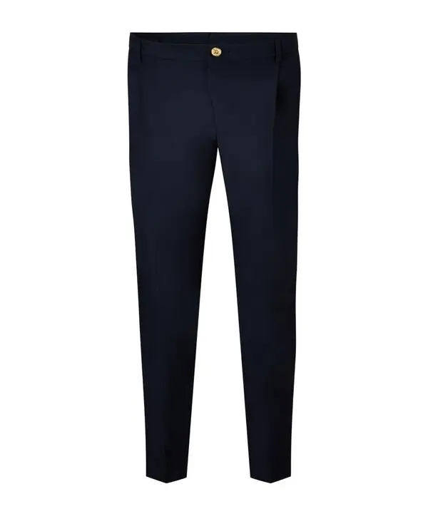 Dolce & Gabbana Navy Cropped Slim-fit Dress Pants With Gold Buttons