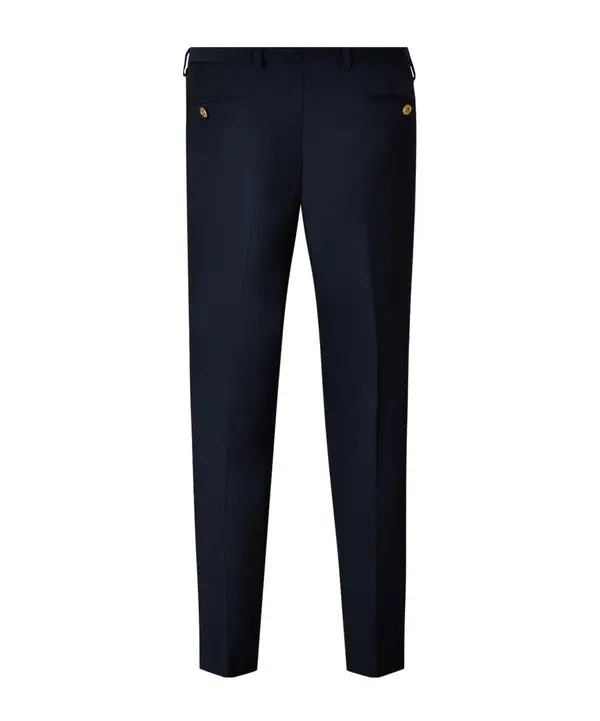 Dolce & Gabbana Navy Cropped Slim-fit Dress Pants With Gold Buttons