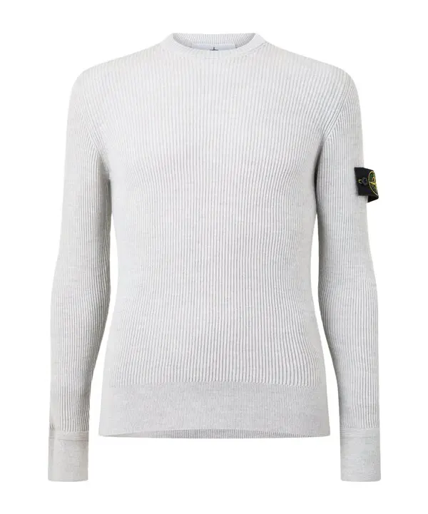 Stone Island Crew Neck Knit Sweater - White