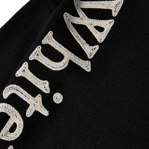 Off-White Crew Neck Knit Sweater With Embroidered Detailing
