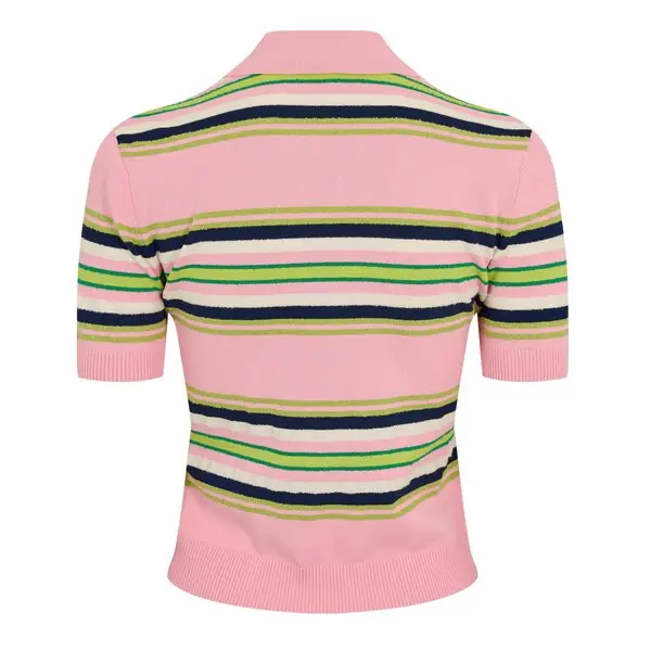 Casablanca Striped Knit Polo Shirt - Pink