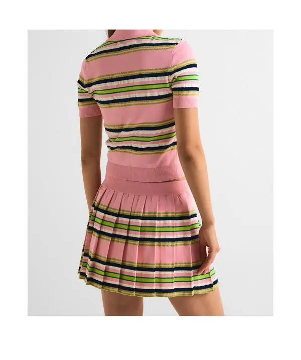 Casablanca Striped Knit Polo Shirt - Pink