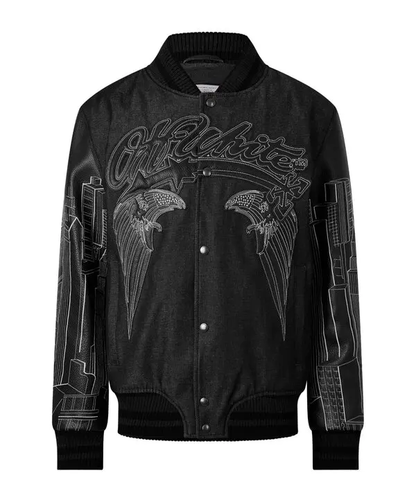 Off-White Varsity Jacket With Embroidered Details