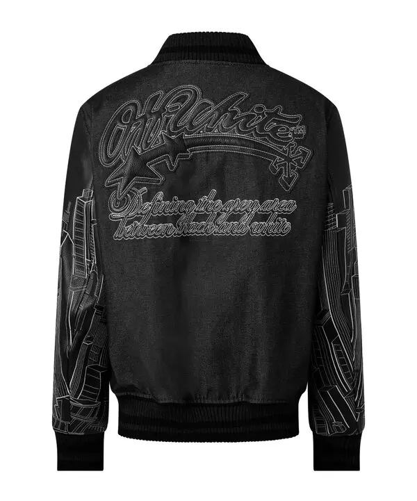 Off-White Varsity Jacket With Embroidered Details
