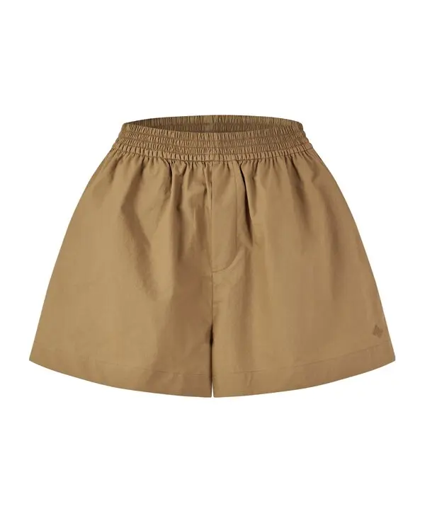 Varley Elasticated Waist Shorts With Back Patch Pocket - Brown