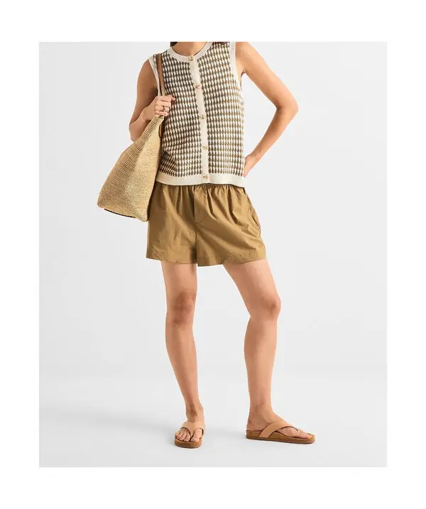 Varley Elasticated Waist Shorts With Back Patch Pocket - Brown