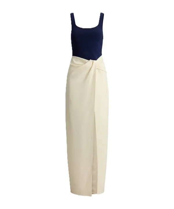 Ralph Lauren Twist-detail Two-tone Maxi Dress