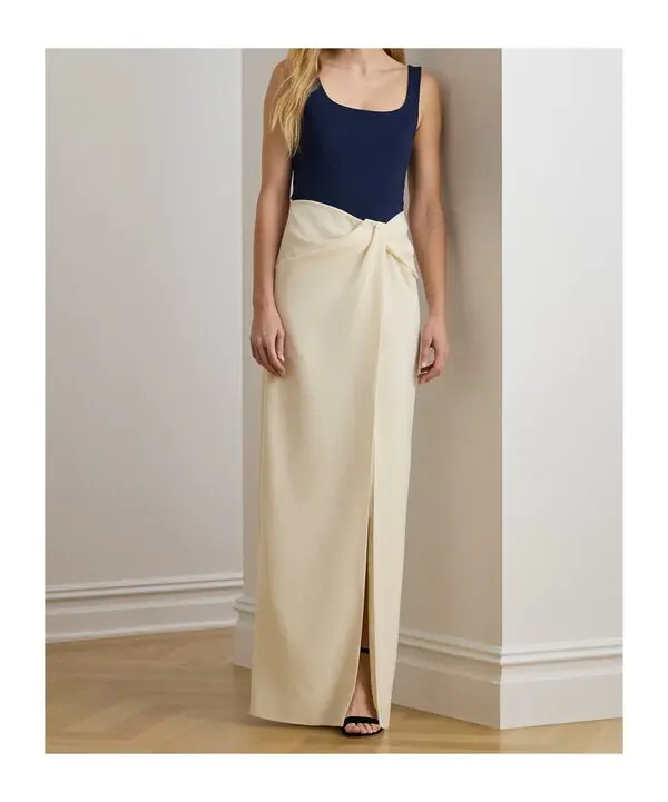 Ralph Lauren Twist-detail Two-tone Maxi Dress