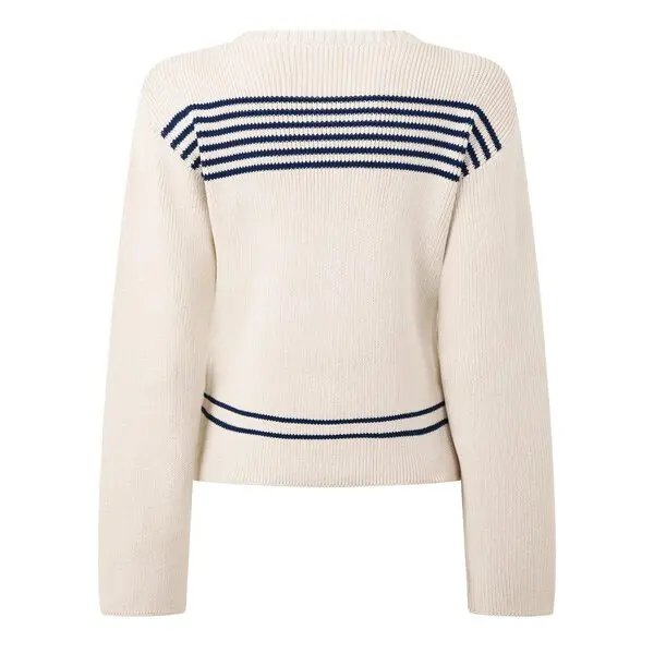 Balenciaga Off-white Striped Crew Neck Knit Sweater