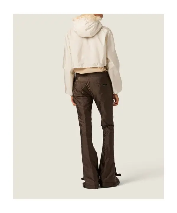 Miu Miu Technical Fabric And Shearling Trimmed Windbreaker - Ivory