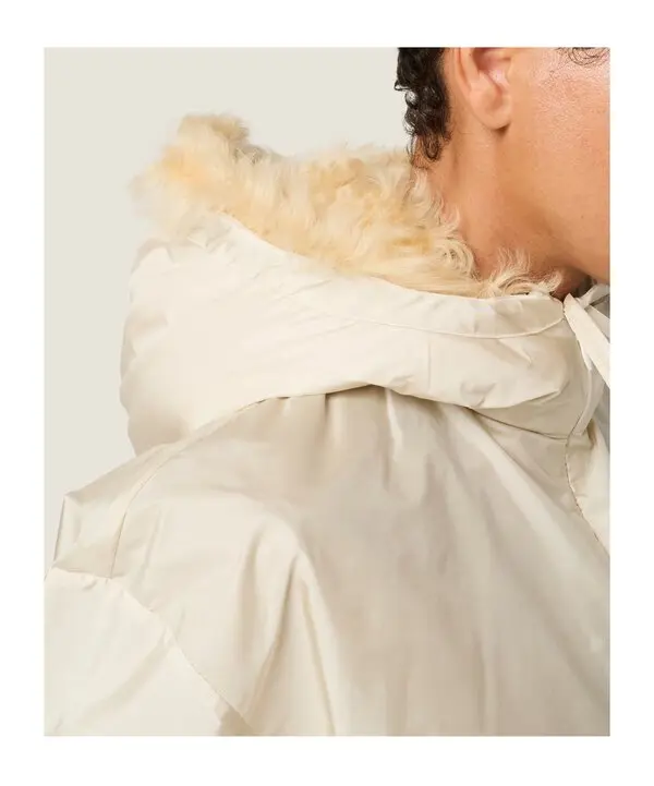 Miu Miu Technical Fabric And Shearling Trimmed Windbreaker - Ivory