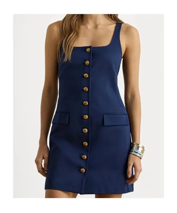 Ralph Lauren Sleeveless Square Neck Button-up Dress