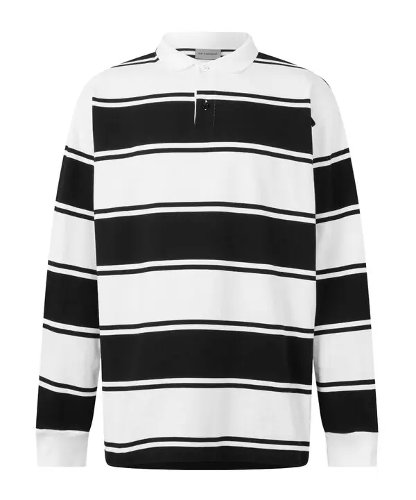 Balenciaga Striped Knit Polo Top - White