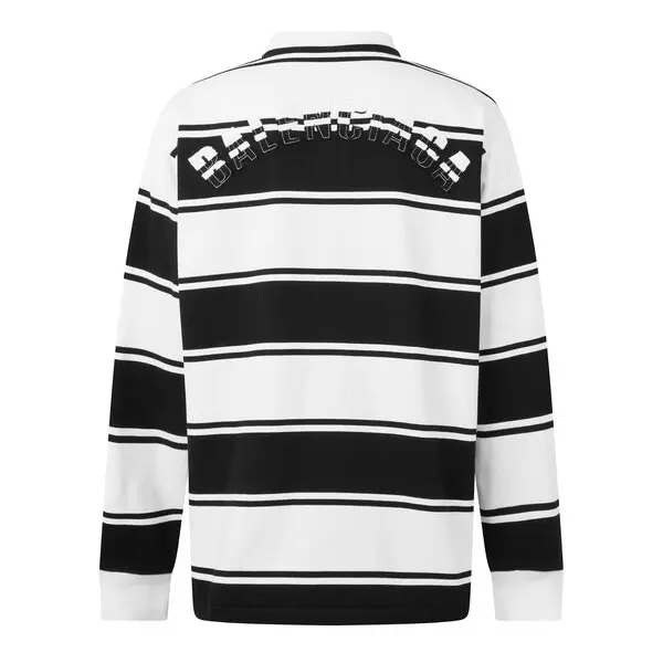 Balenciaga Striped Knit Polo Top - White